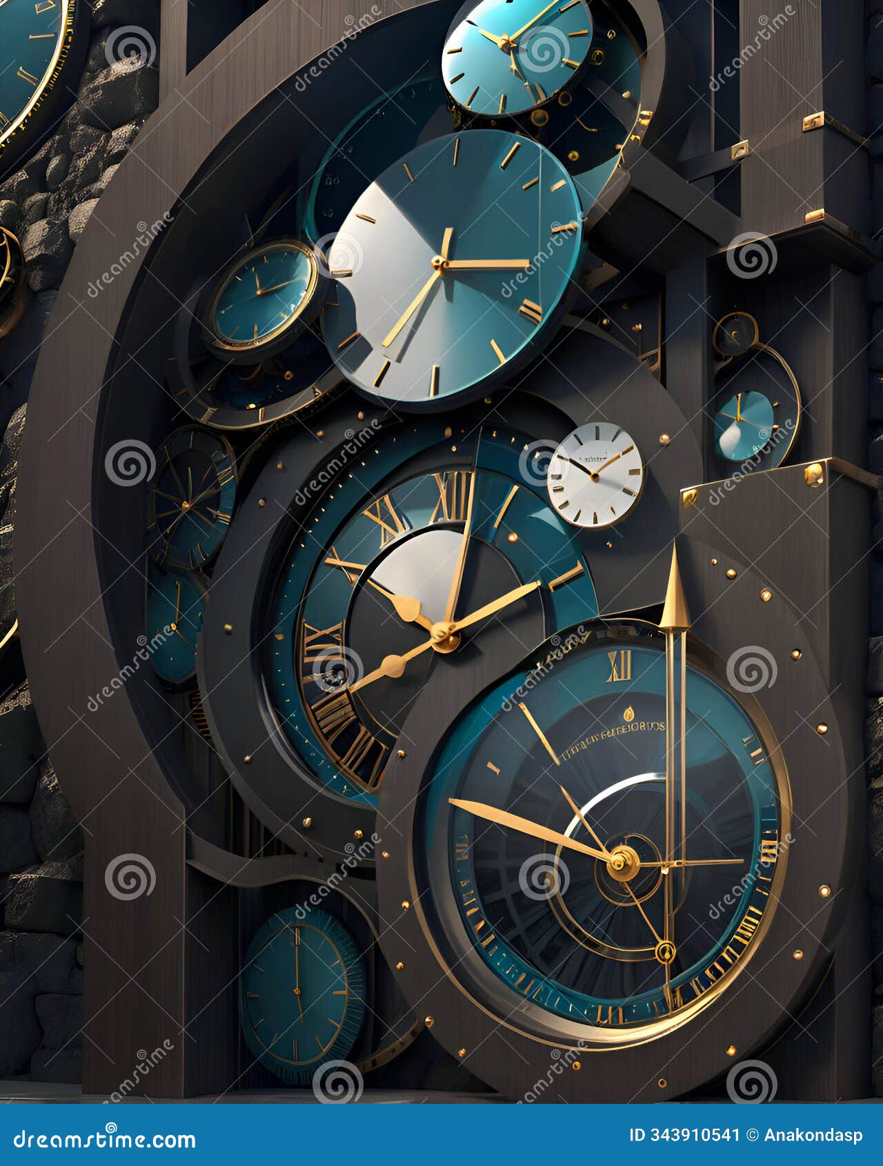 Digital Fine Art Work with Abstract Clock and Time Dimension Concept ...