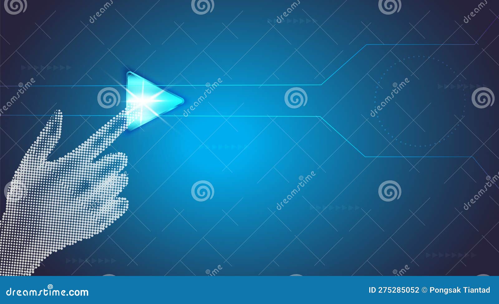 Digital Finger Pressing or Touching a Button. Press the Start Stock ...