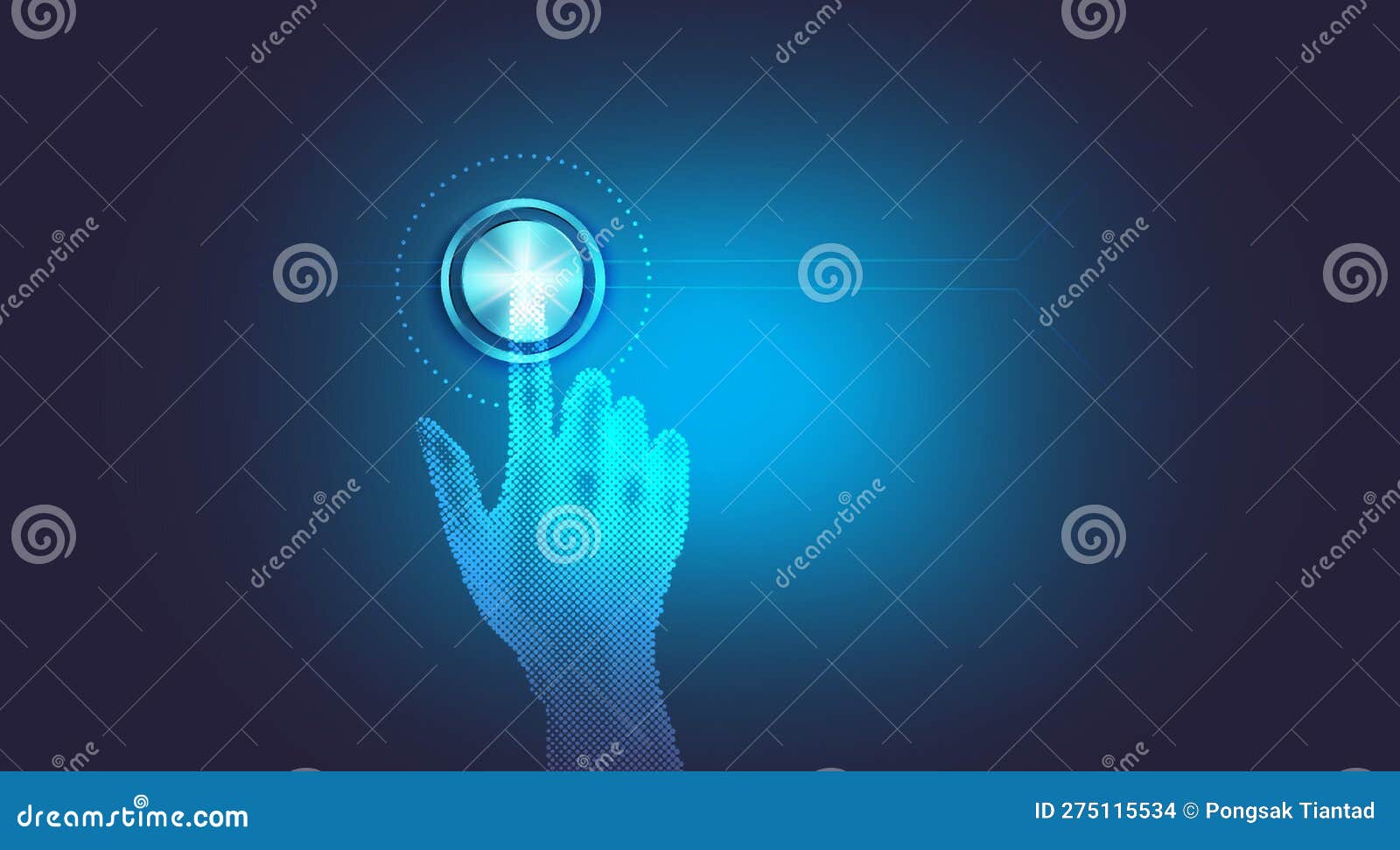 Digital Finger Pressing or Touching a Button. Press the Start or Stop ...