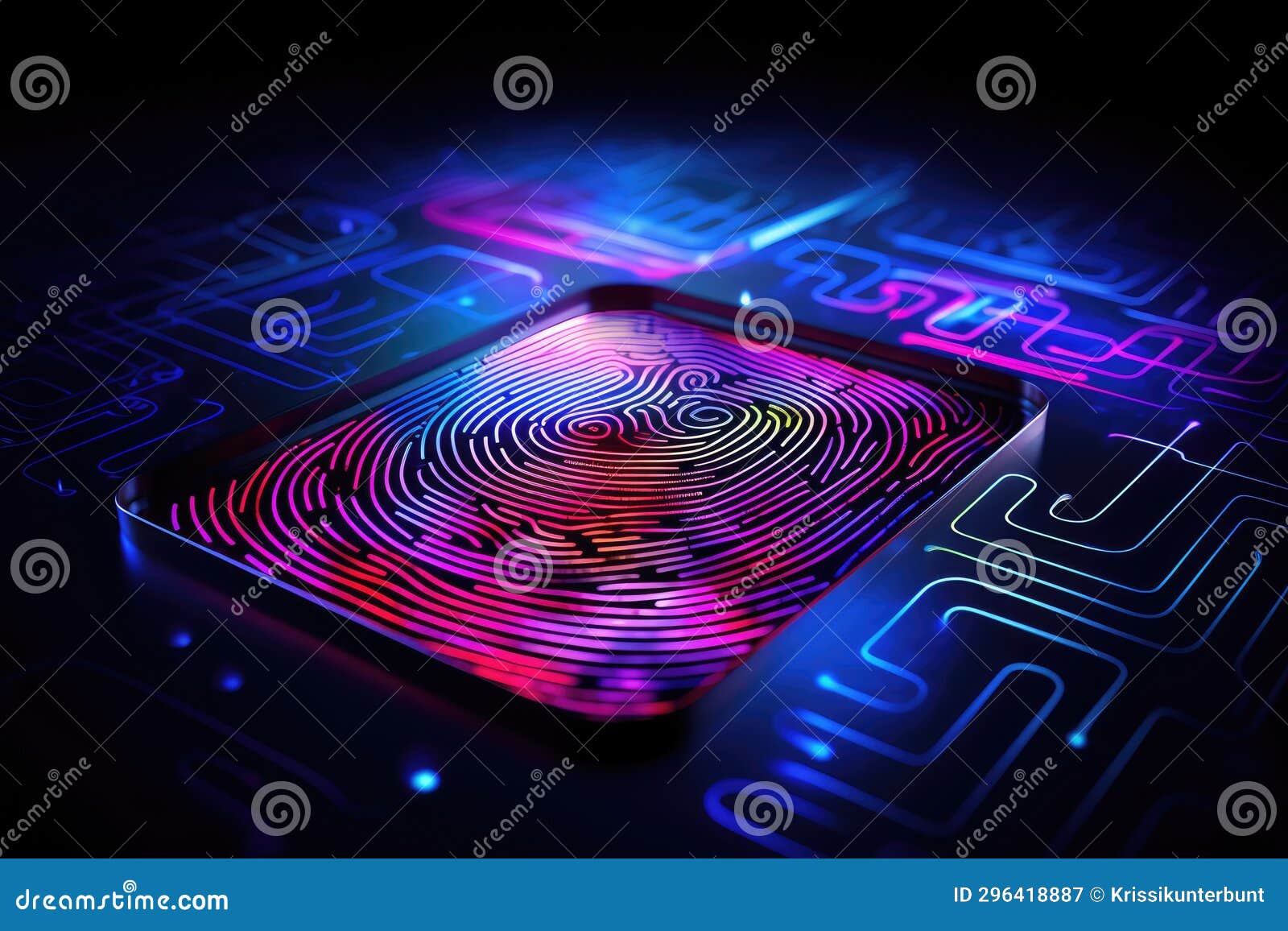 Digital Fingerprint Biometrics Identification AI Generated Stock ...
