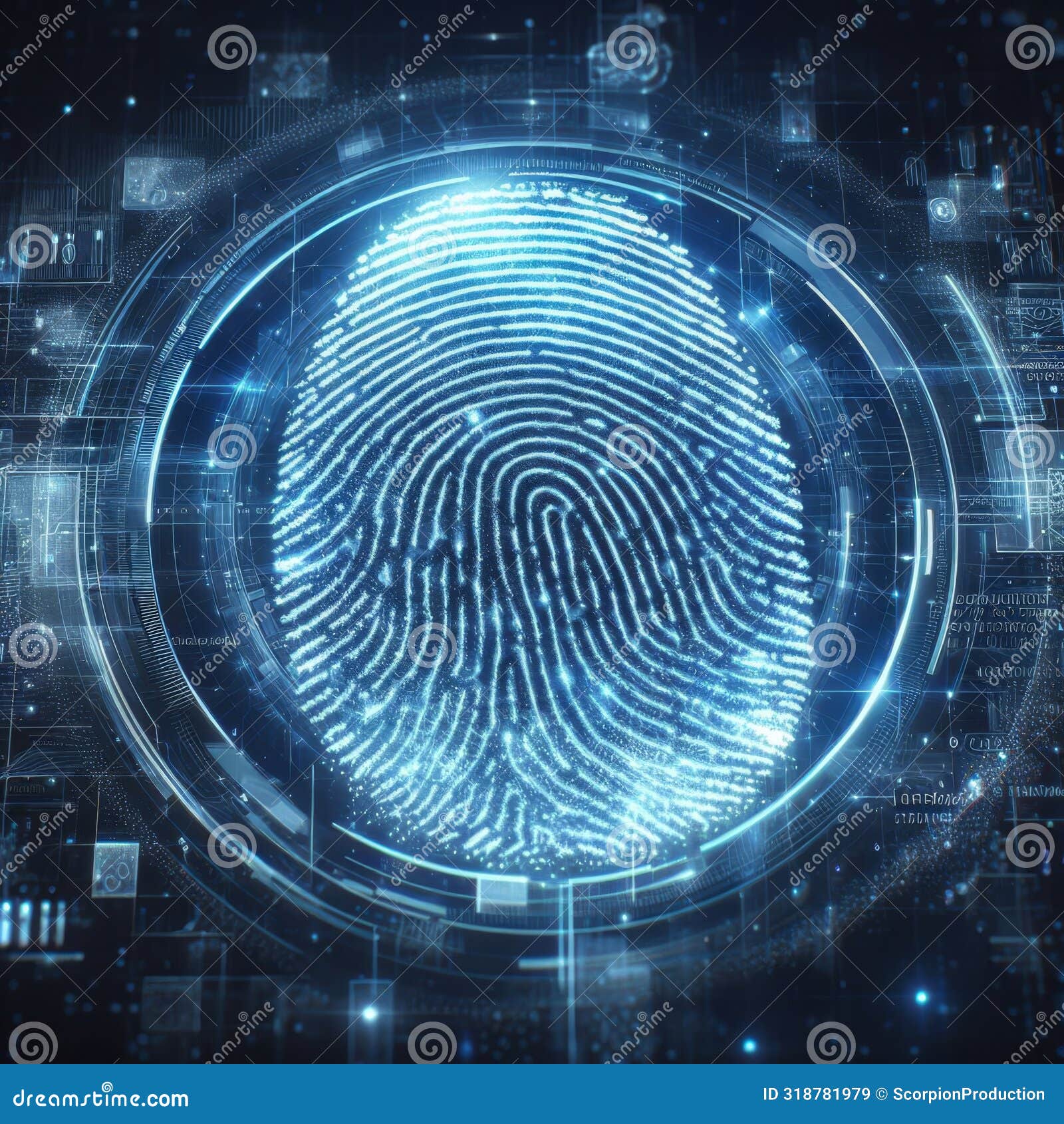 Fingerprint Biometric Technology Concept Stock Image - Image of data ...
