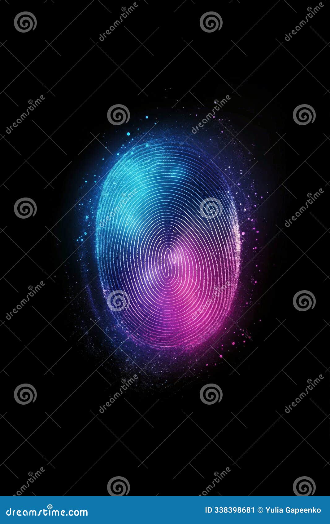 Digital Fingerprint Design with Vibrant Colors and Glowing Particles on ...