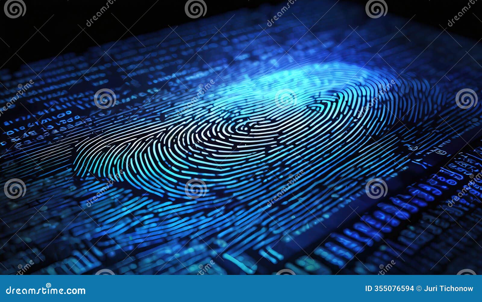 A Digital Fingerprint Highlighted in Blue on a Screen Representing ...