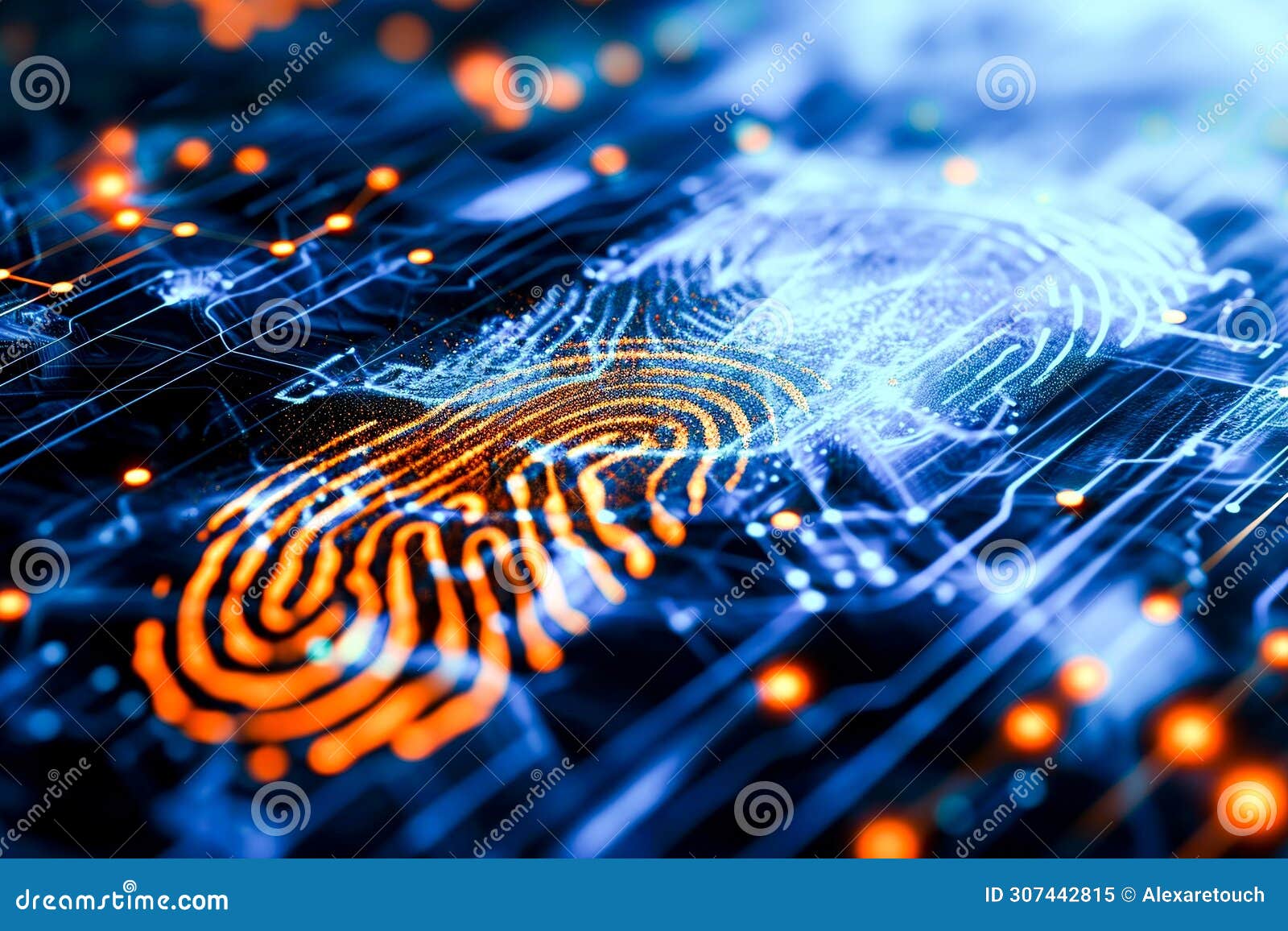 Digital Fingerprint Identification Stock Image - Image of futuristic ...