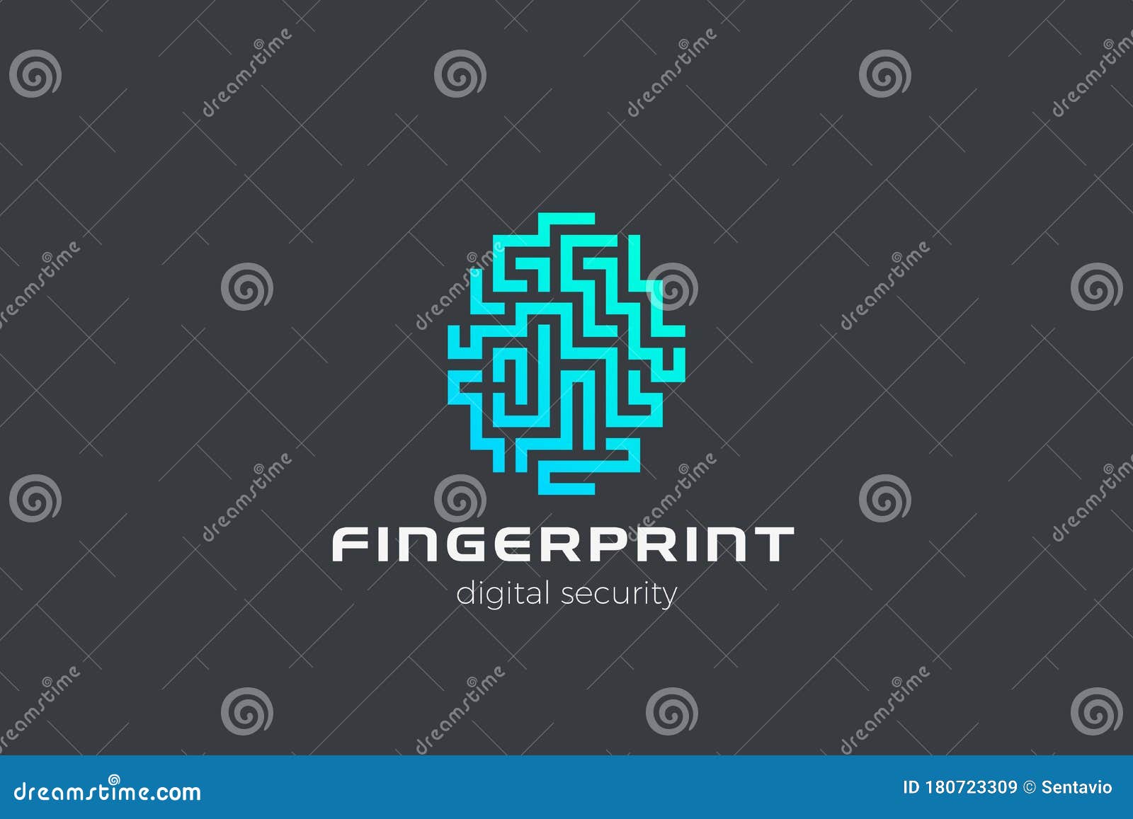 Fingerprint Logo And Keyhole Symbol Simple Minimalist Design With ...