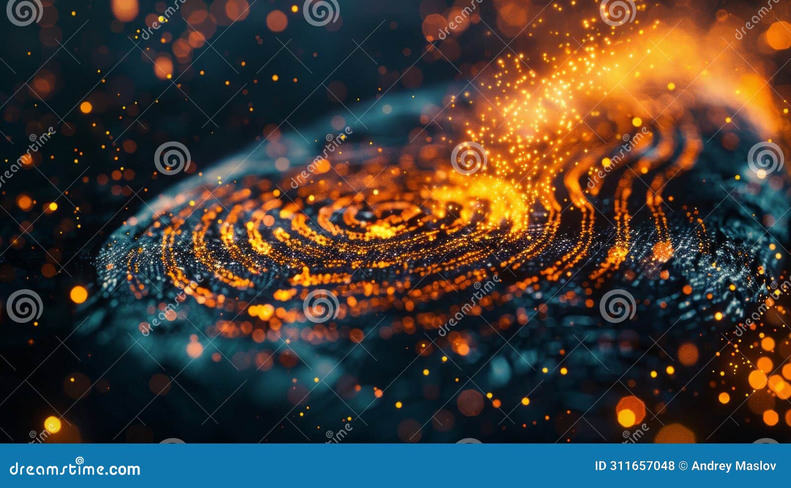 Digital Fingerprint Scan in Fiery Glow Stock Photo - Image of cyber ...