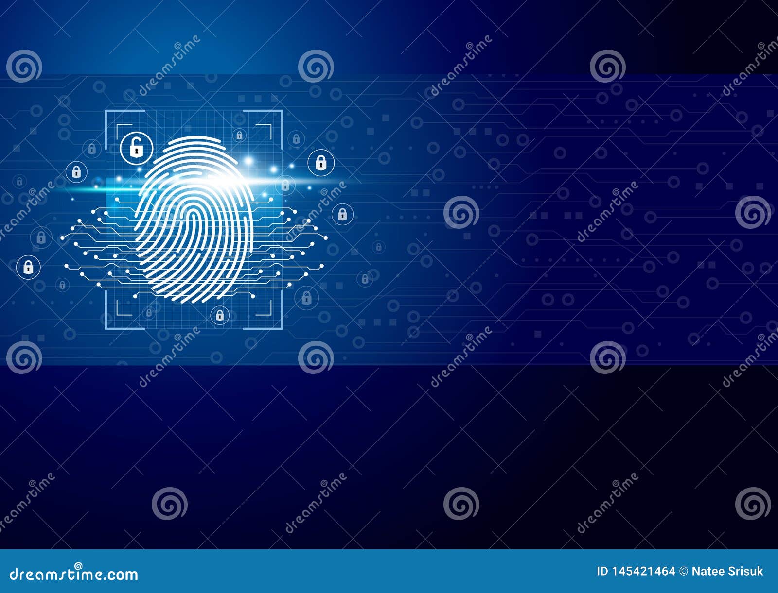 Digital Fingerprint Scanner with Technology Background Vector ...