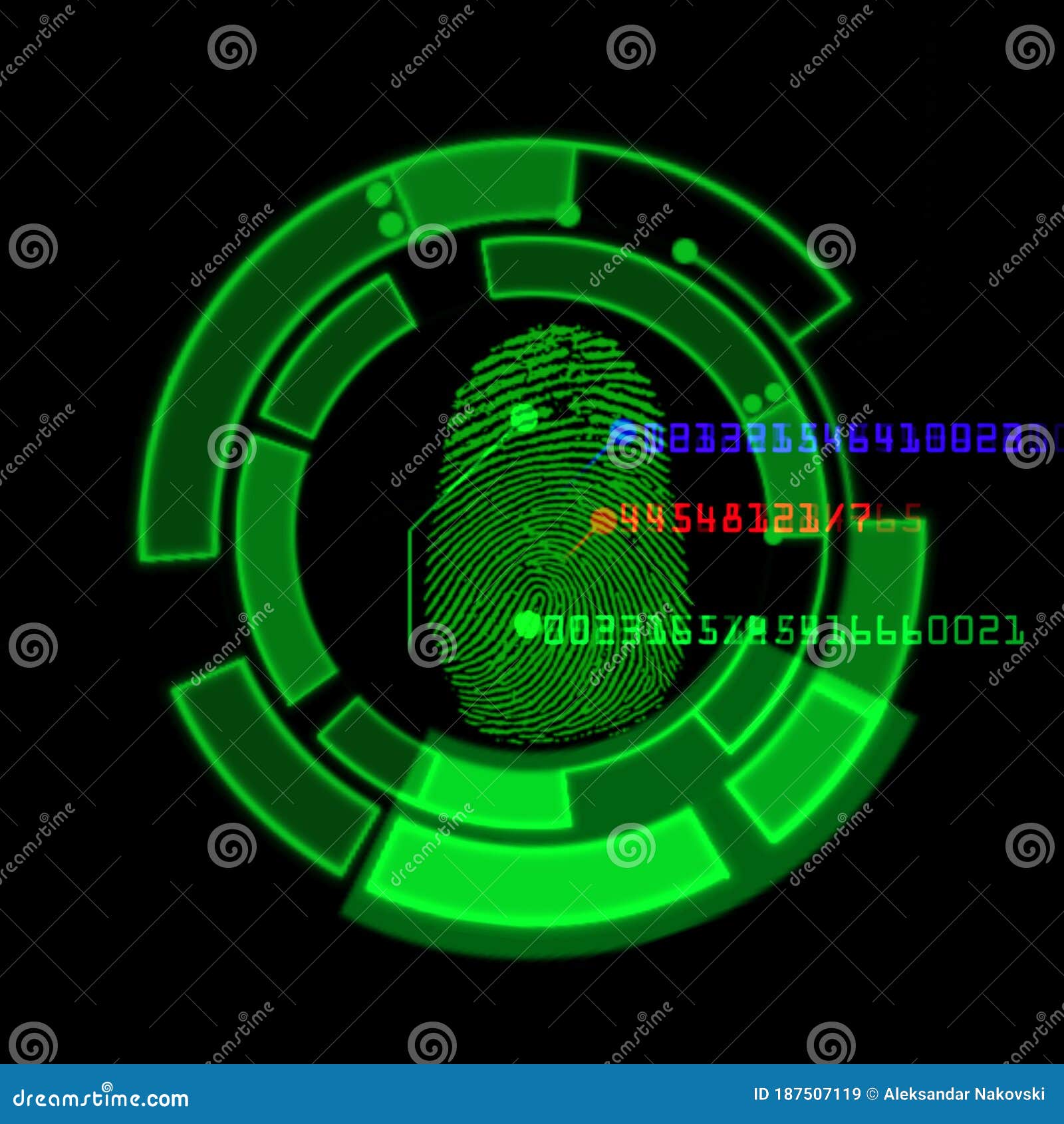 Digital Fingerprint Scanning Identification System Stock Illustration ...