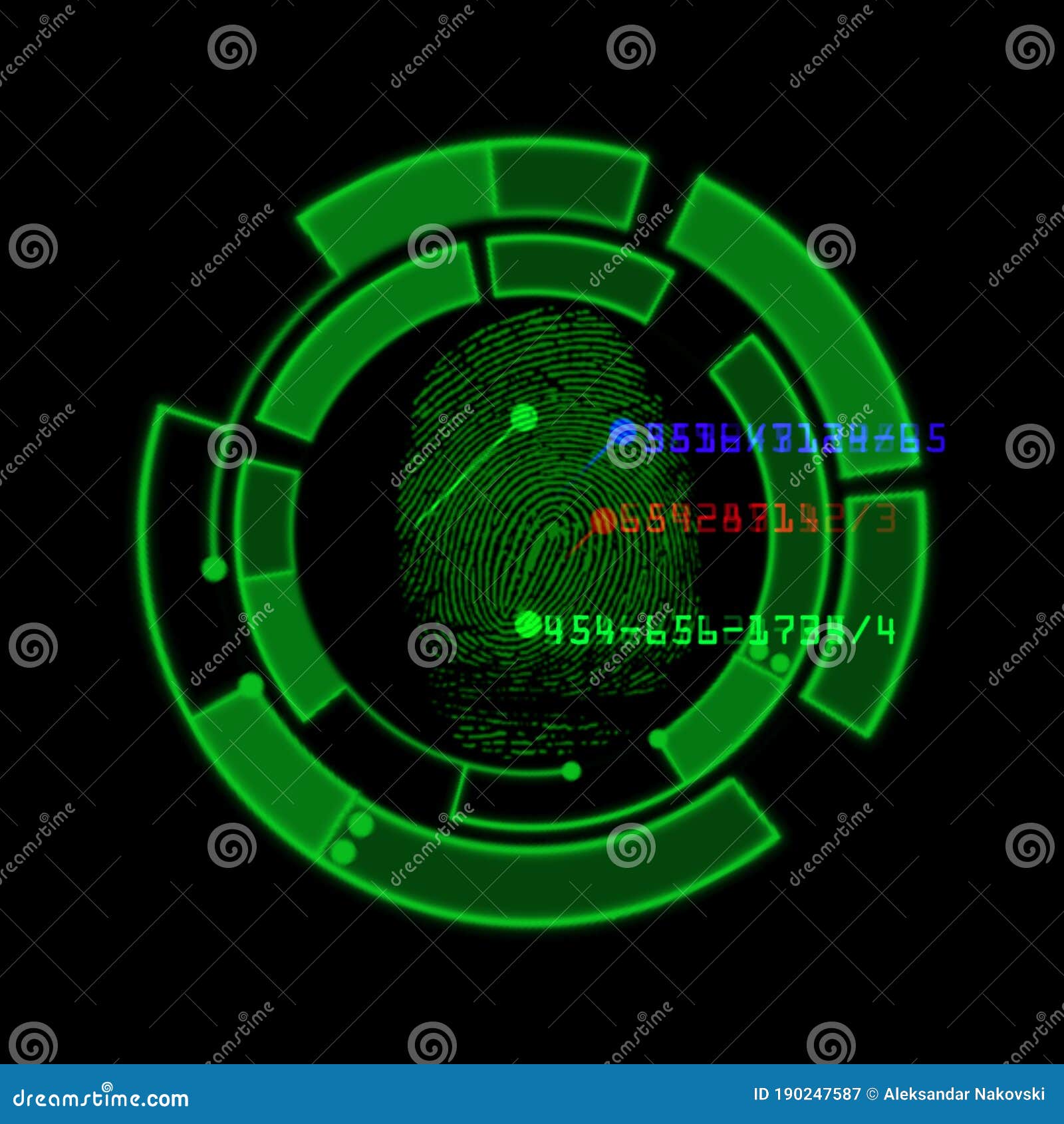 Digital Fingerprint Scanning Identification System Stock Illustration ...