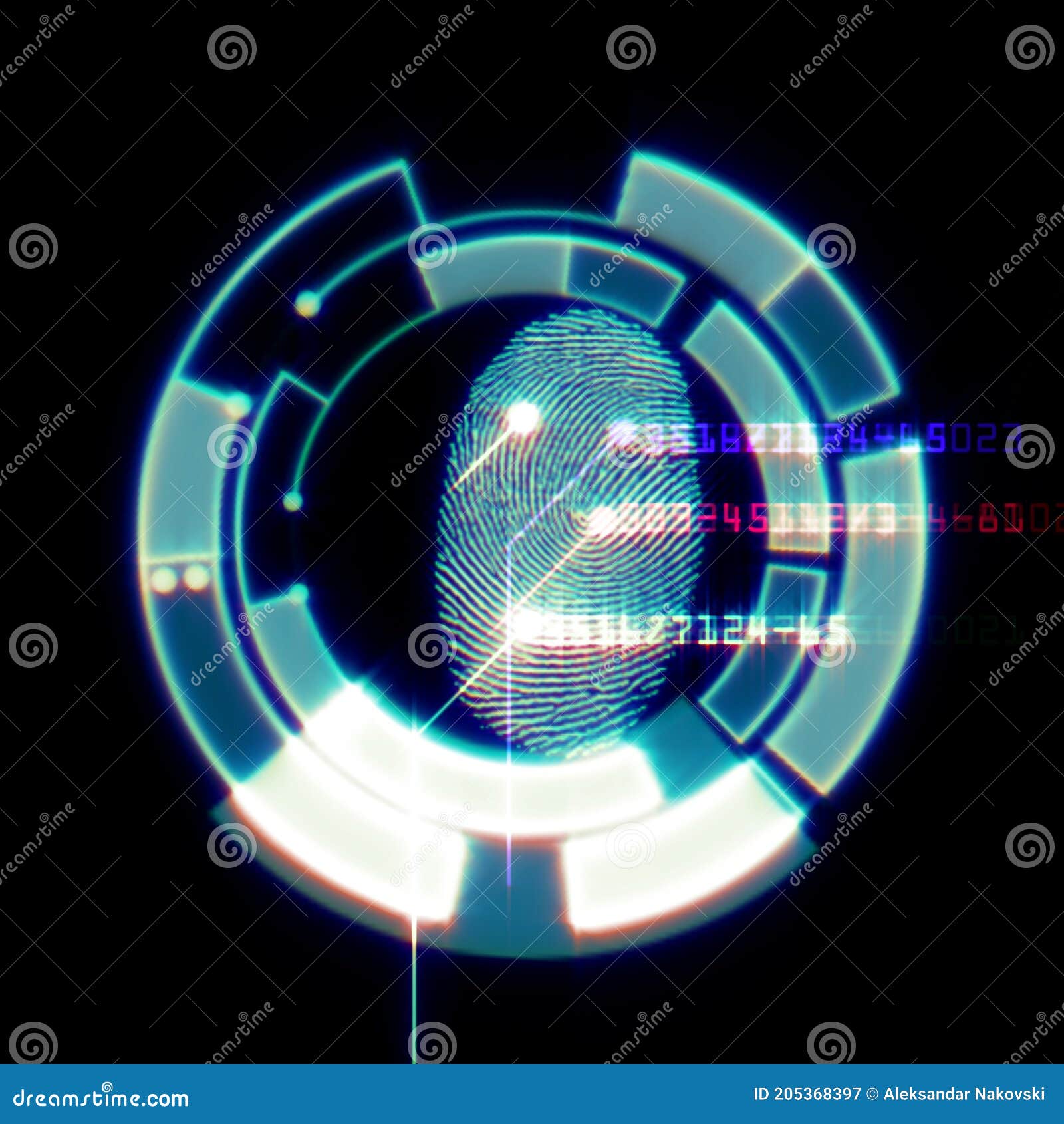 Digital Fingerprint Scanning Identification System Stock Illustration ...