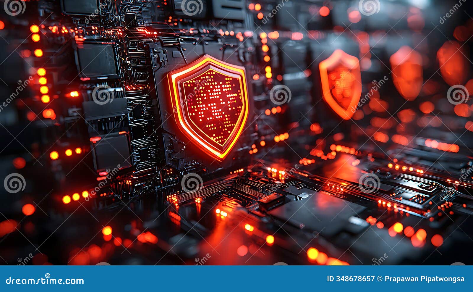 Firewall Technology Background Computer Circuit Cartoon Vector ...