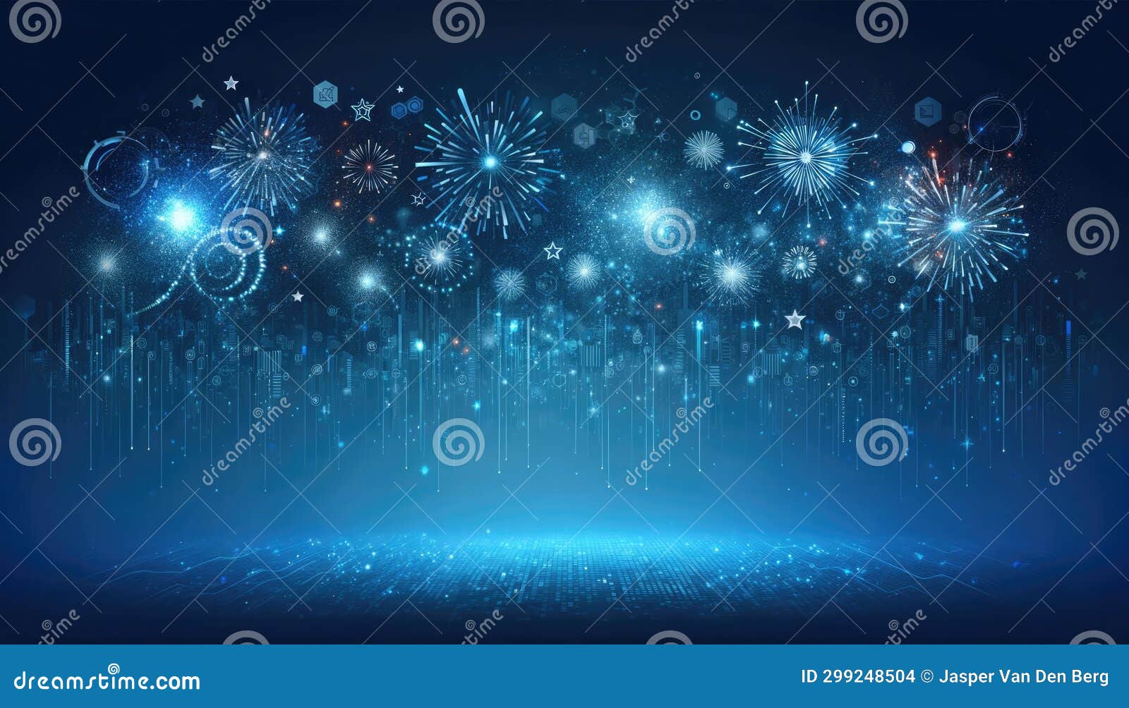 Digital Fireworks Display Technology Background, AI Generated Stock ...