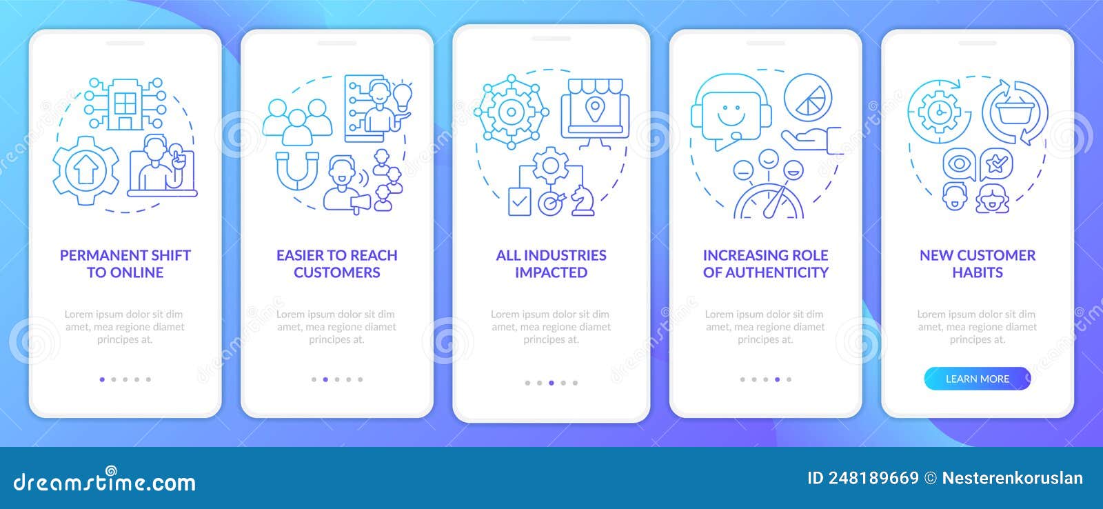 Digital First Mindset is Essential Blue Gradient Onboarding Mobile App ...