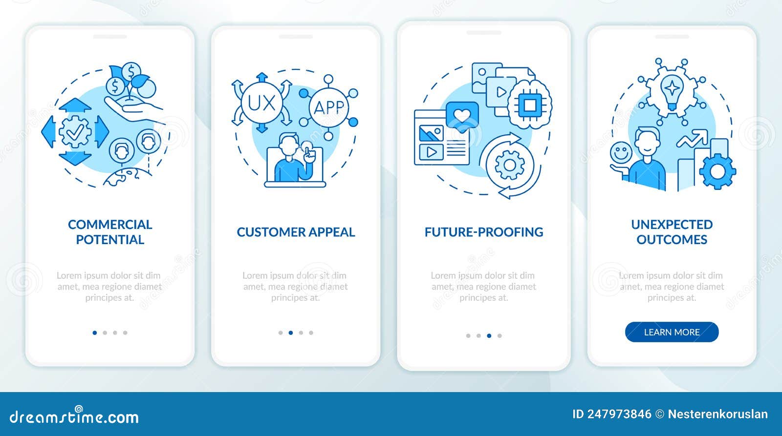 Digital First Mindset Importance Blue Onboarding Mobile App Screen ...