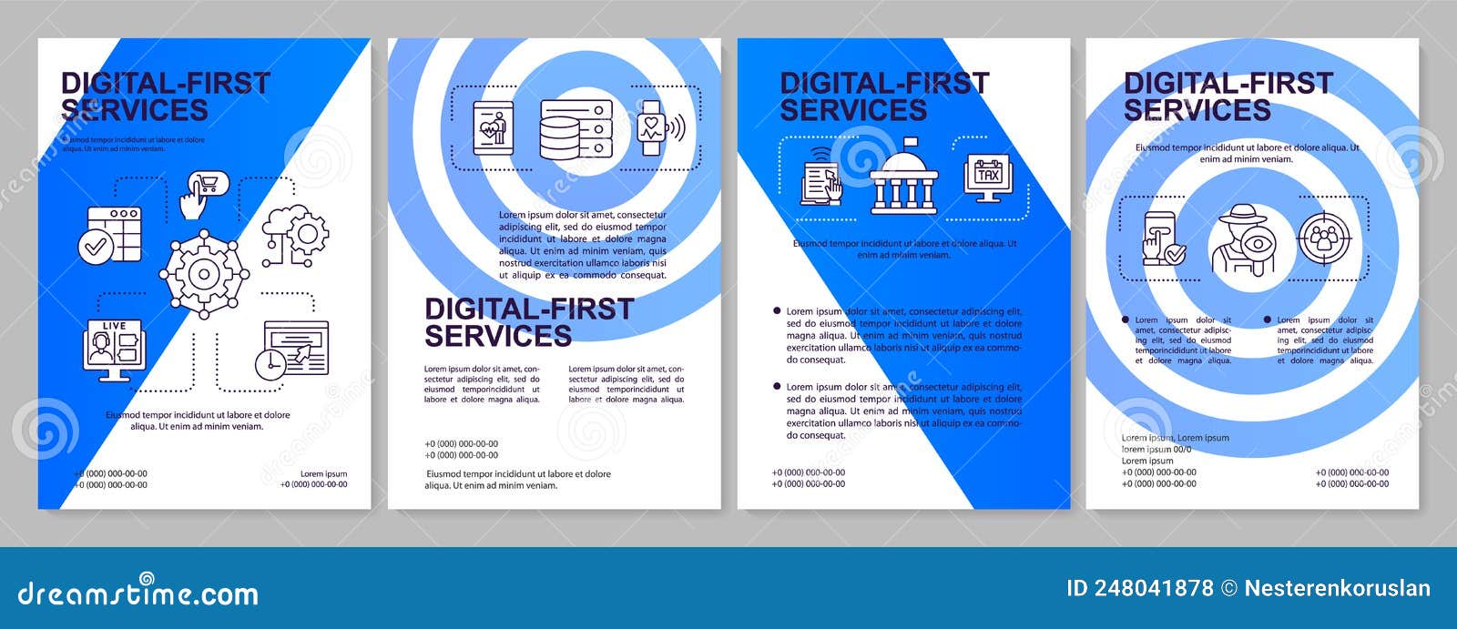 Digital First Strategy Purple Brochure Template Vector Illustration ...