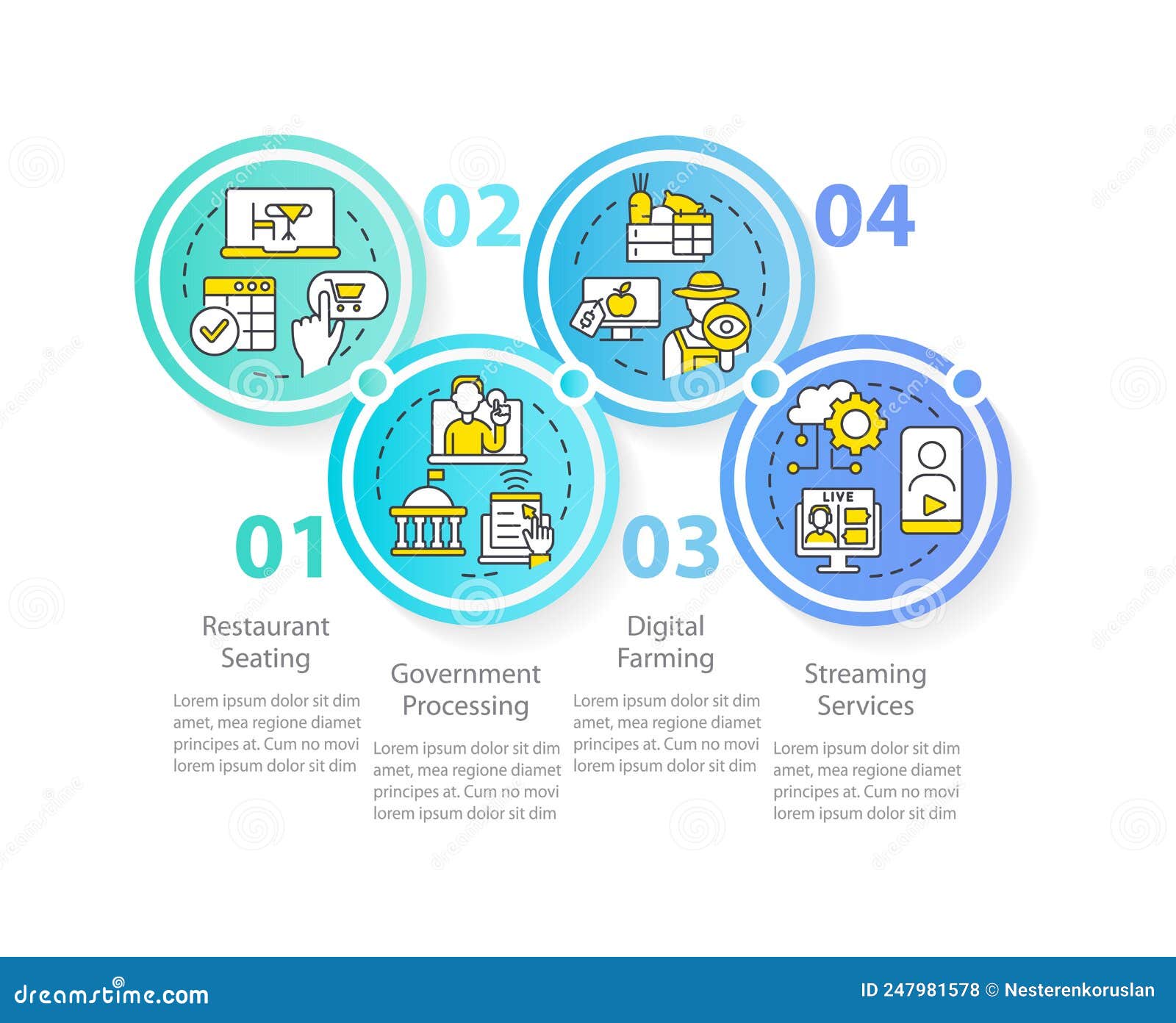 Digital First Services Blue Circle Infographic Template Stock Vector ...