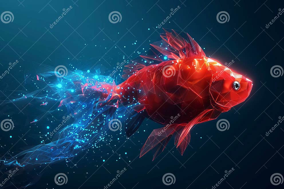 Digital Fish of Glowing 3d Triangular Polygons Stock Illustration ...