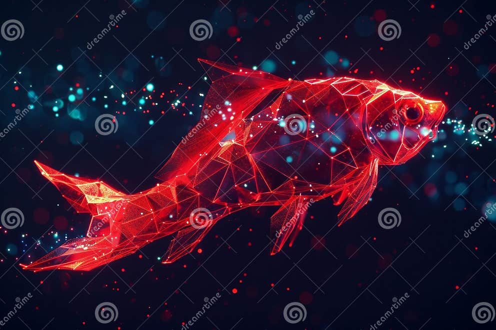 Digital Fish of Glowing 3d Triangular Polygons Stock Image - Image of ...