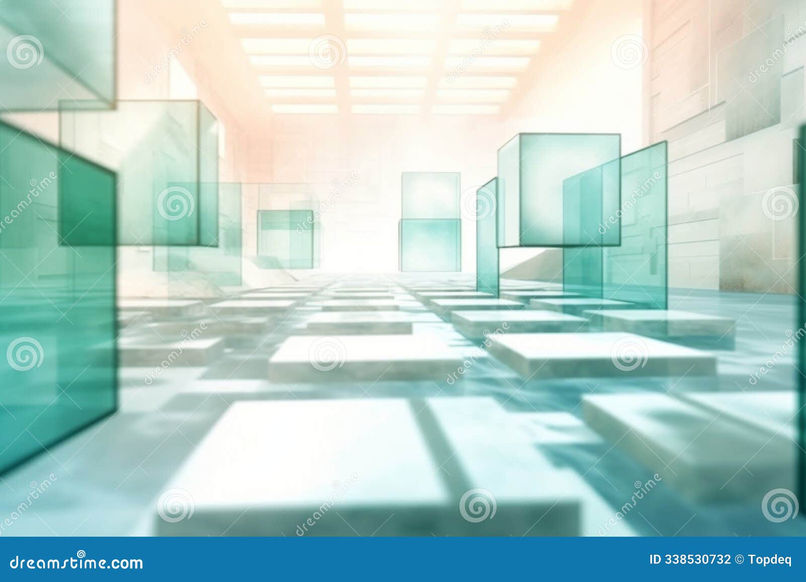 Digital Floating Green Glass Cubes in Abstract Futuristic Space ...