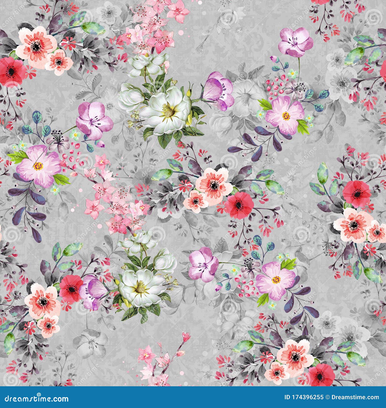 Digital Print Flower Pattern Design Stock Illustration - Illustration ...