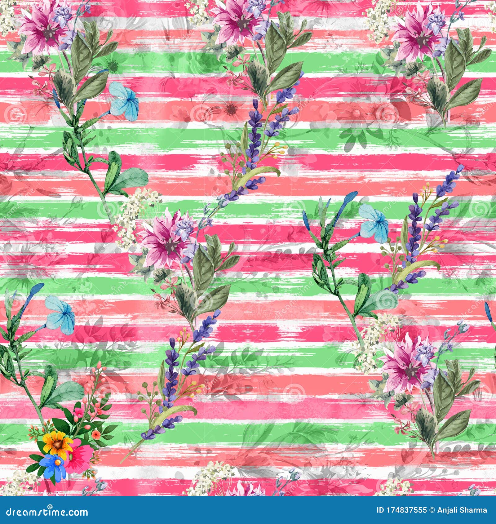 Digital Print Flower Pattern Design Stock Illustration - Illustration ...