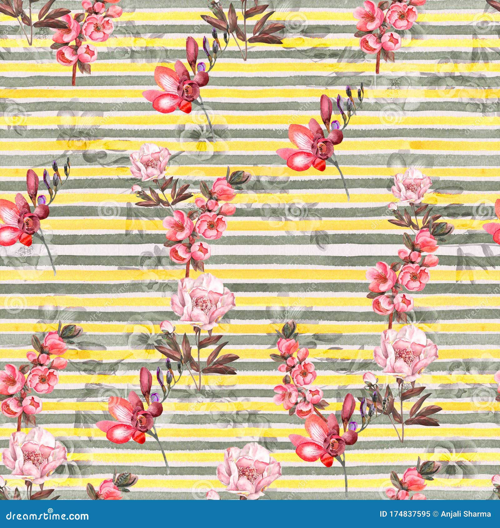 Digital Print Flower Pattern Design Stock Illustration - Illustration ...