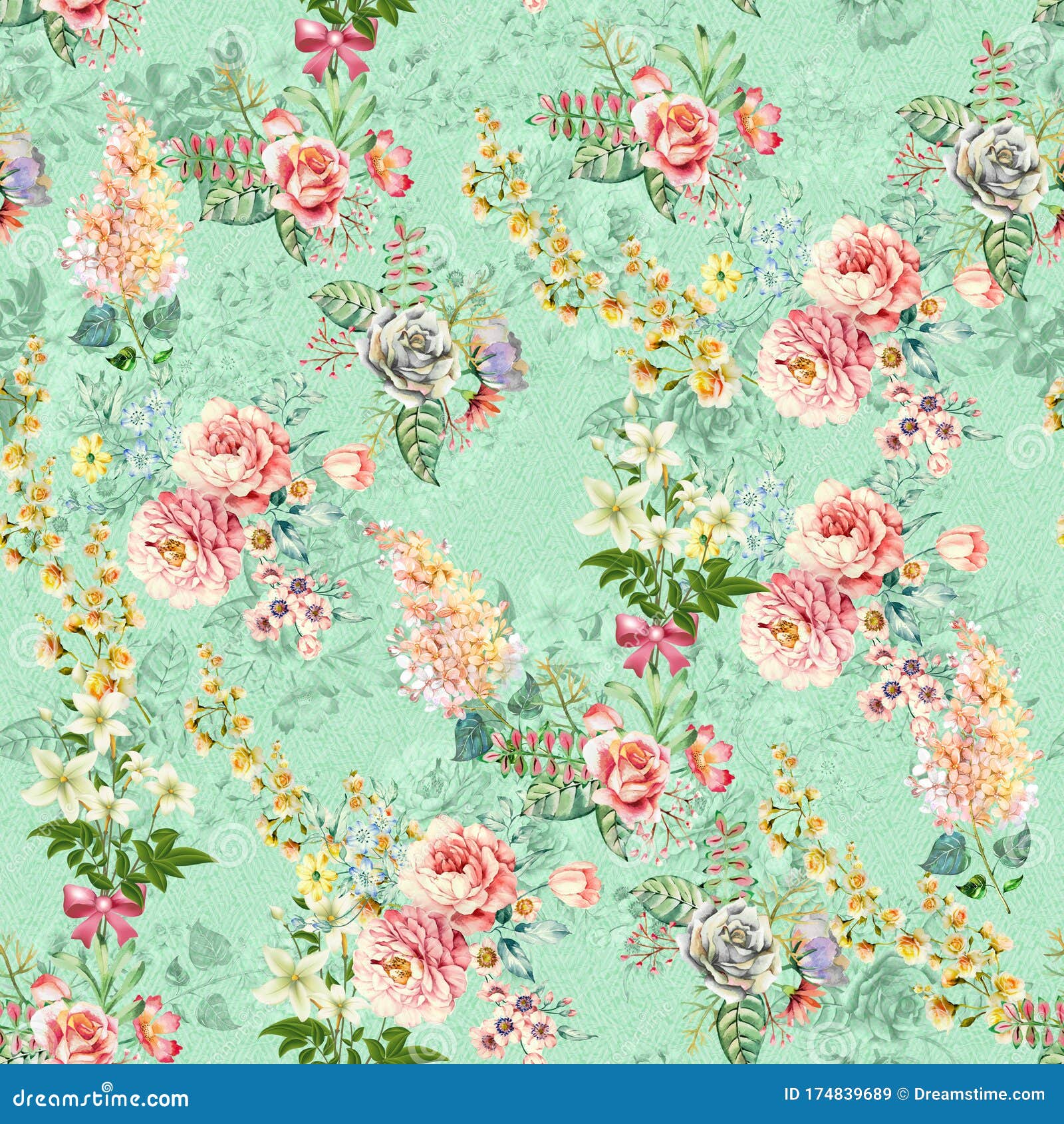 Digital Print Flower Pattern Design Stock Illustration - Illustration ...