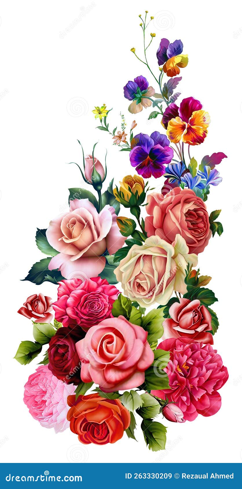 Digital Flower, Floral Beautiful Textile Flower Design Stock ...