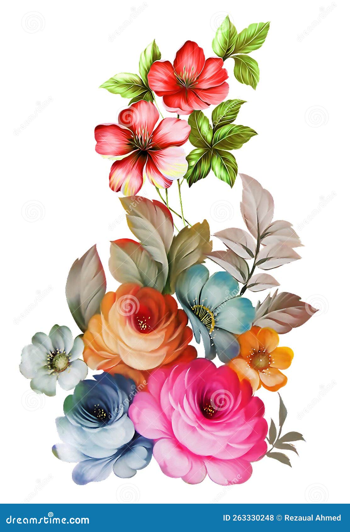 Digital Flower, Floral Beautiful Textile Flower Design Stock ...