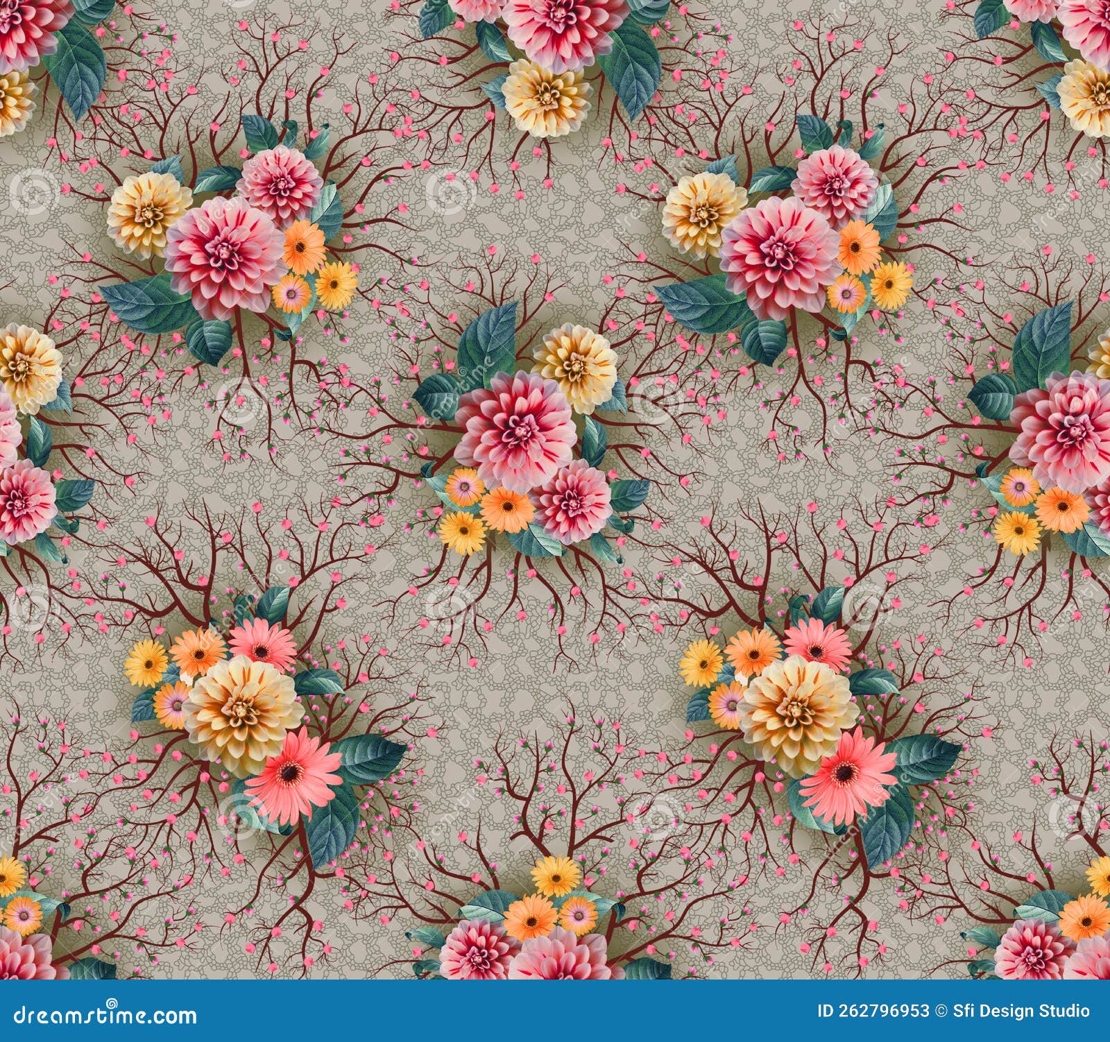Digital Flower Pattern - Textile Pattern Design , Watercolor Background ...