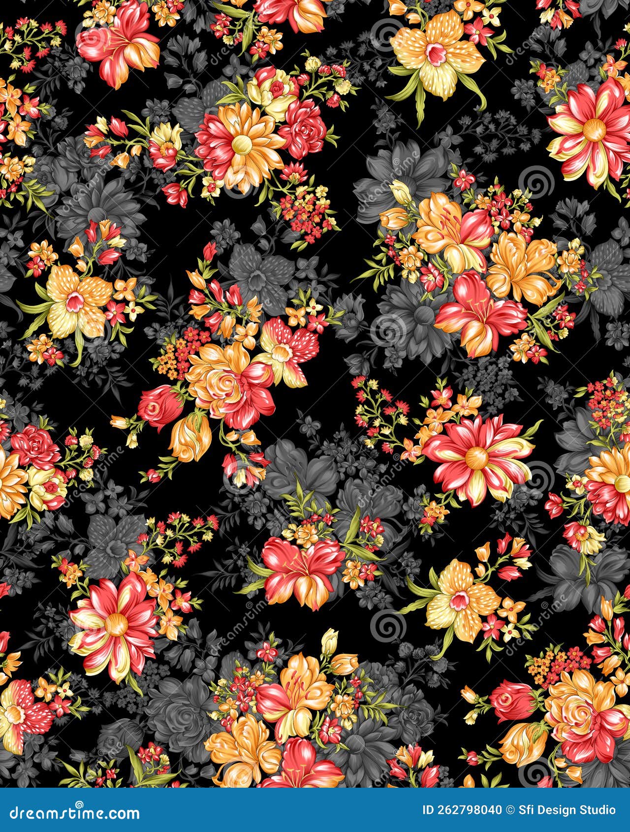 Digital Flower Pattern - Textile Pattern Design , Watercolor Background ...