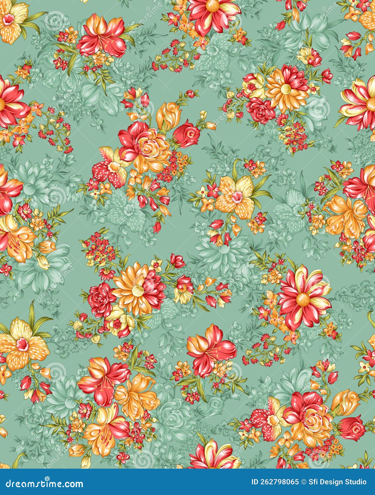 Digital Flower Pattern - Textile Pattern Design , Watercolor Background ...