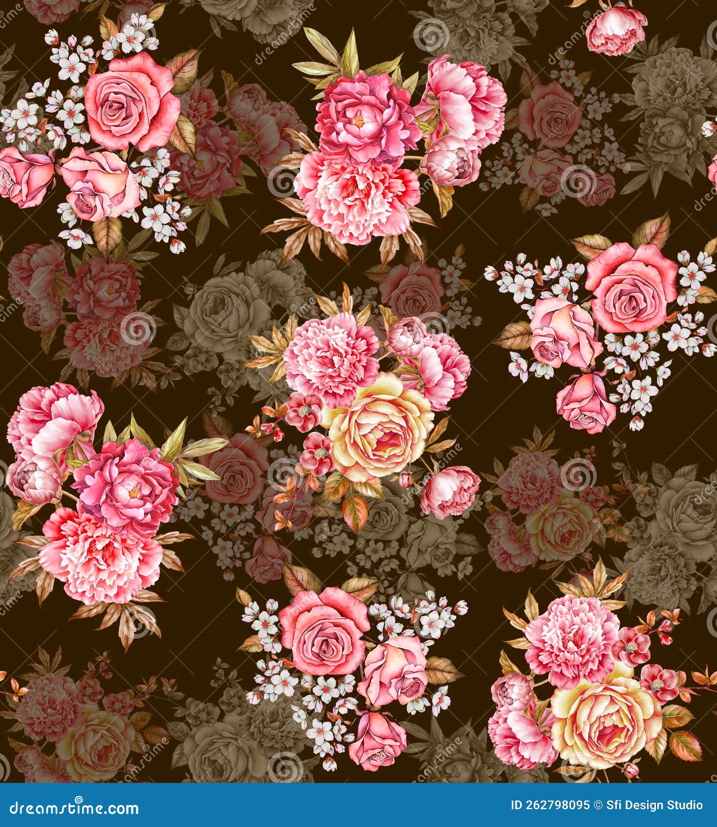 Digital Flower Pattern - Textile Pattern Design , Watercolor Background ...