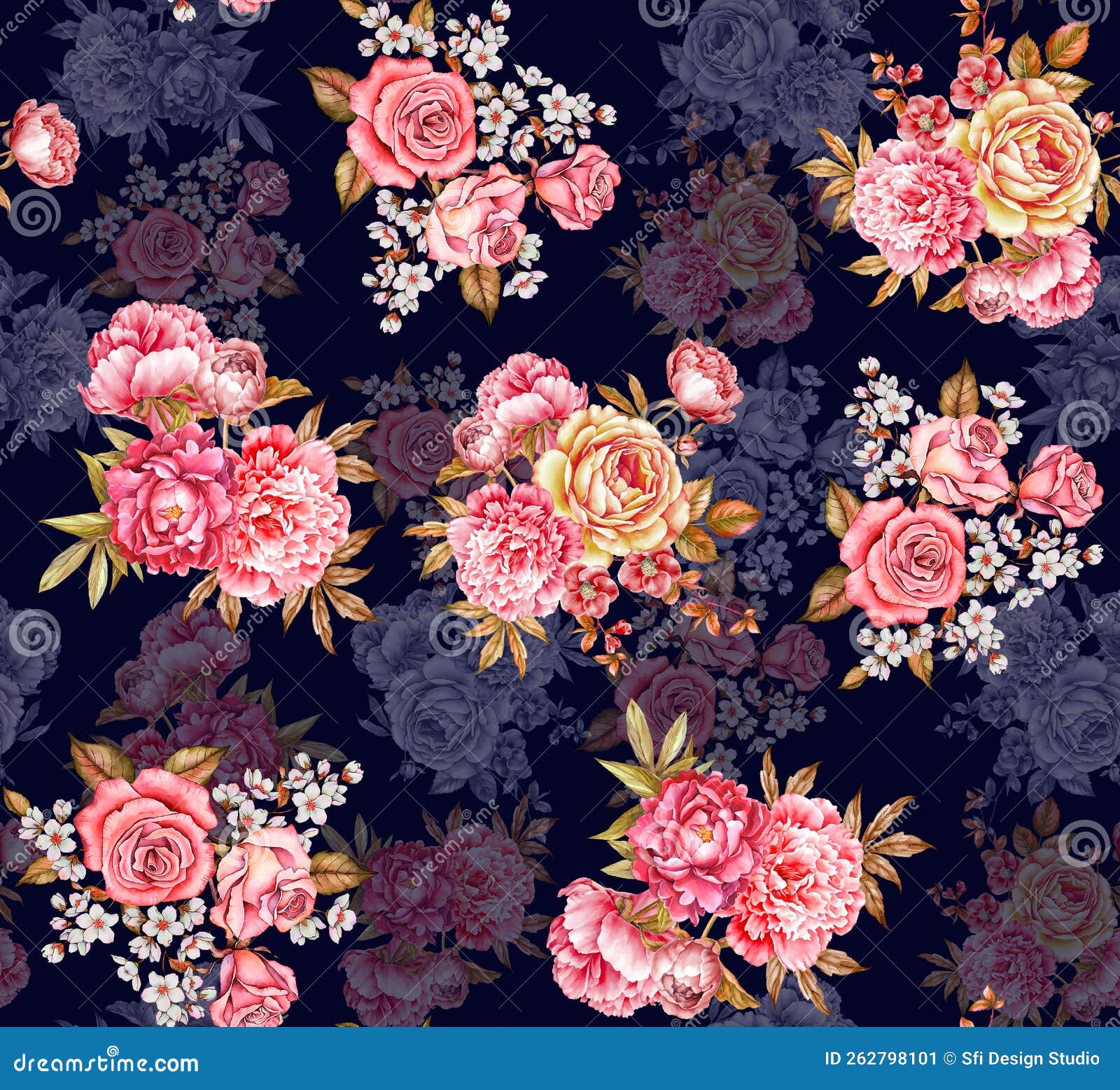 Digital Flower Pattern - Textile Pattern Design , Watercolor Background ...