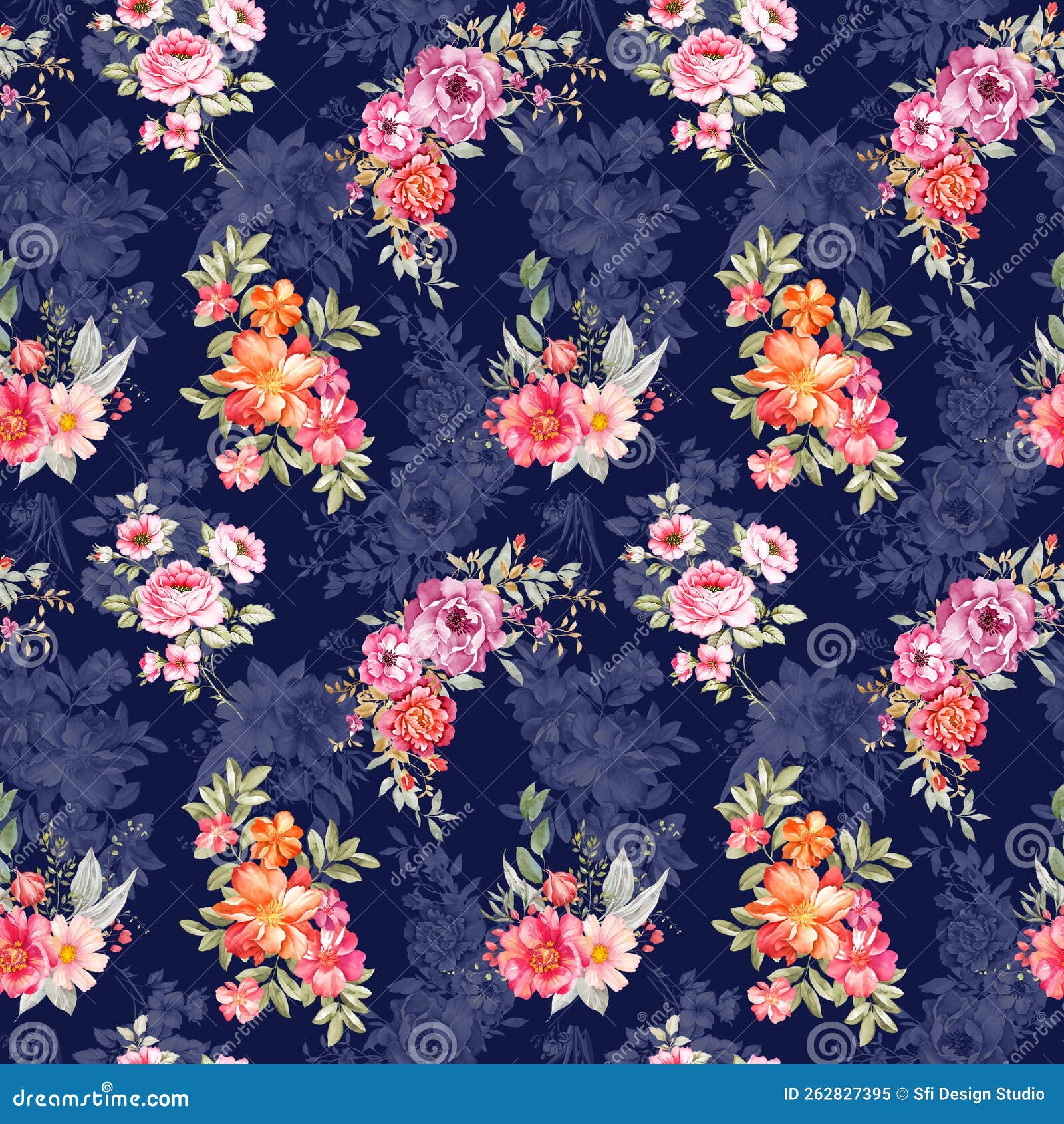 Digital Flower Pattern - Textile Pattern Design , Watercolor Background ...