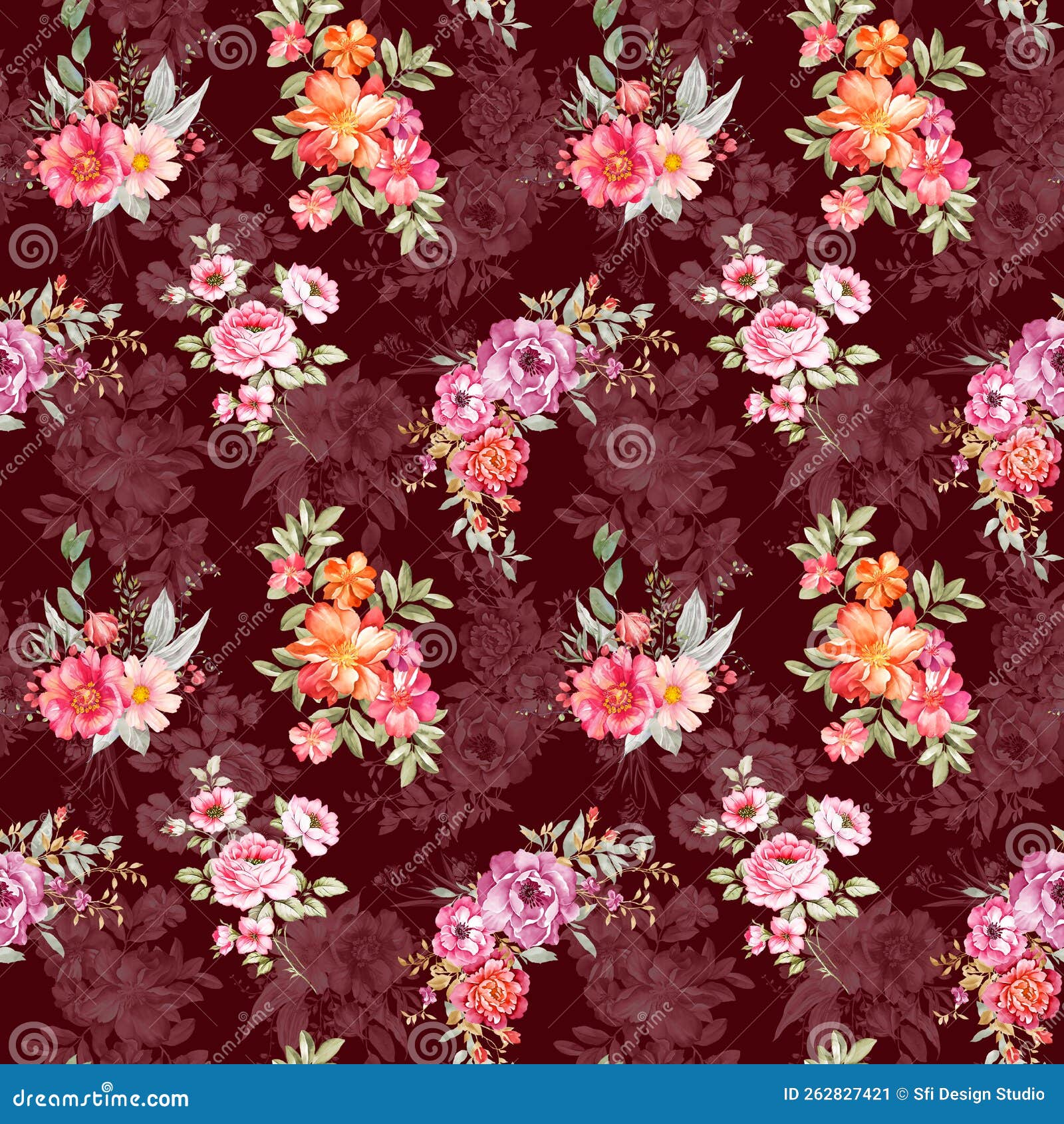 Digital Flower Pattern - Textile Pattern Design , Watercolor Background ...