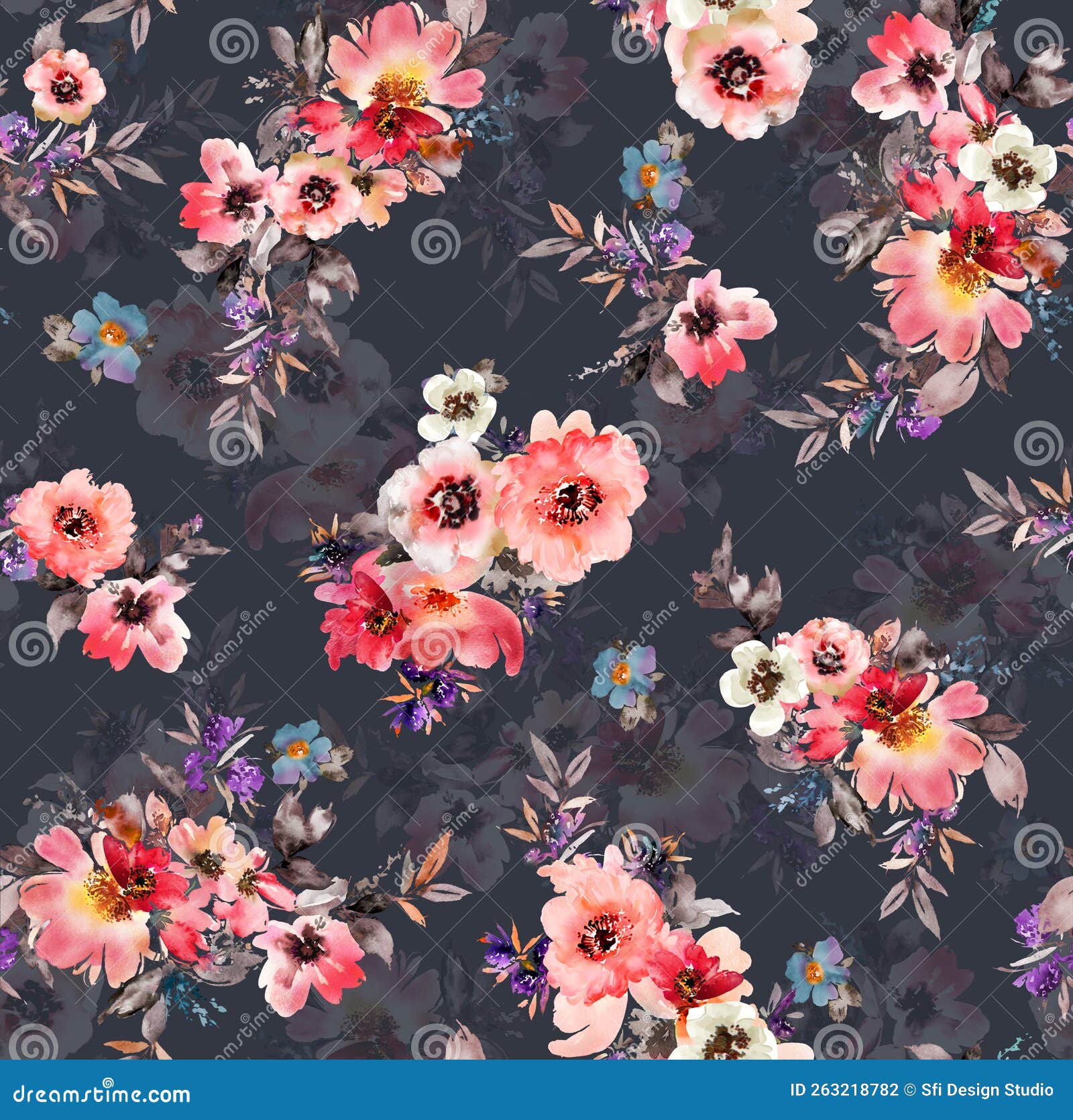 Digital Flower Pattern, Textile Pattern Design, Watercolor Background ...