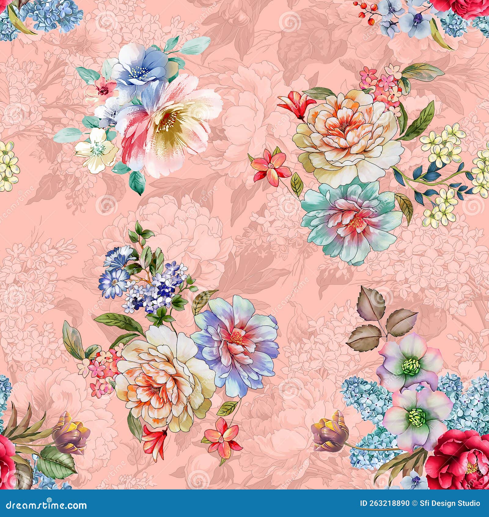 Digital Flower Pattern, Textile Pattern Design, Watercolor Background ...