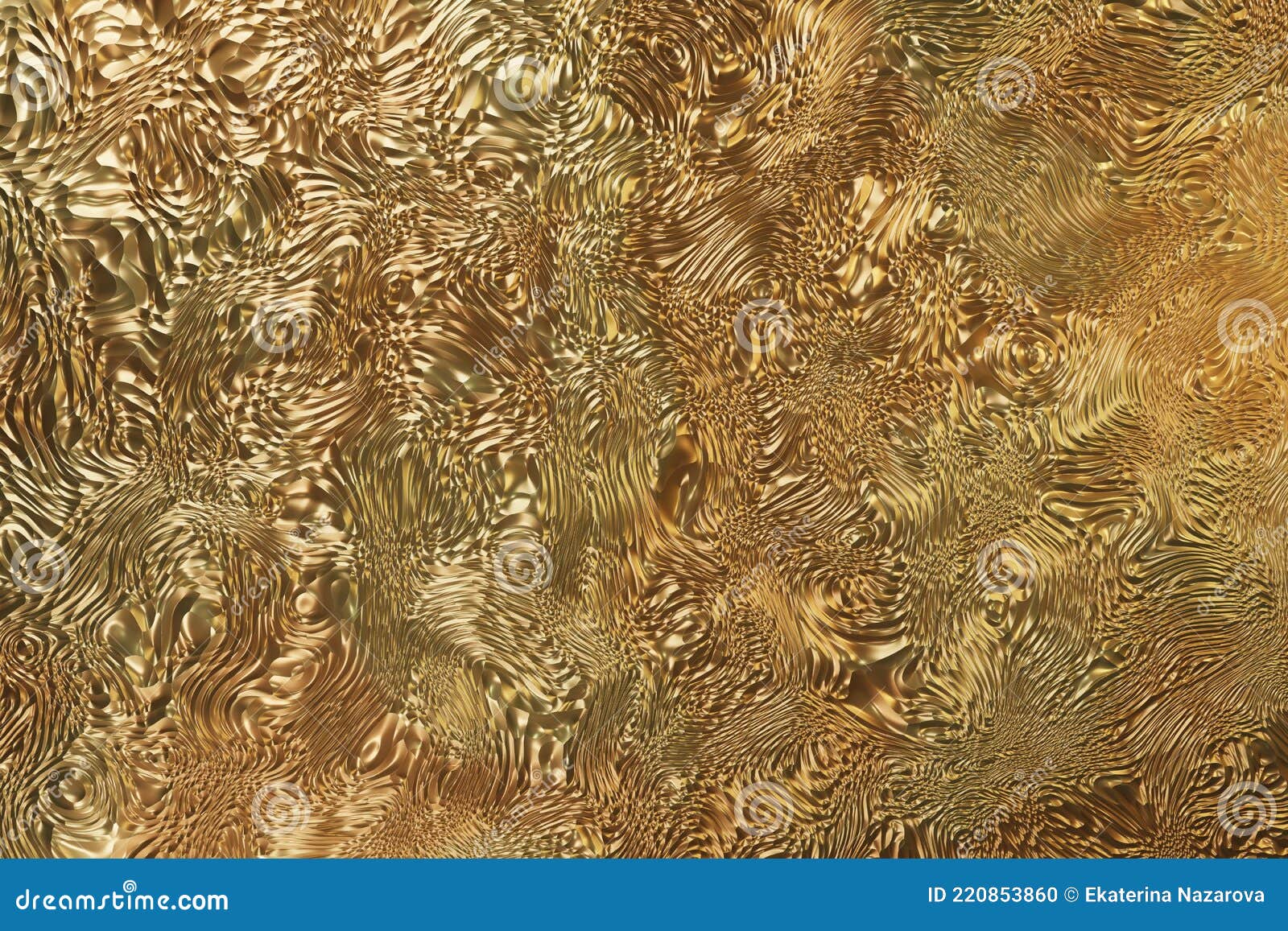 Digital Fluid Metallic Gold Background with Flowing Pattern 3d ...