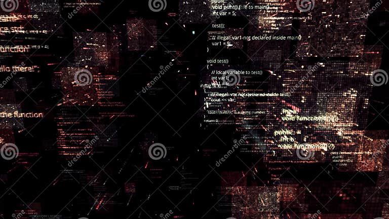 Digital Flying Background With A Network Data Code Seamless Loop Animation Concept Of Big