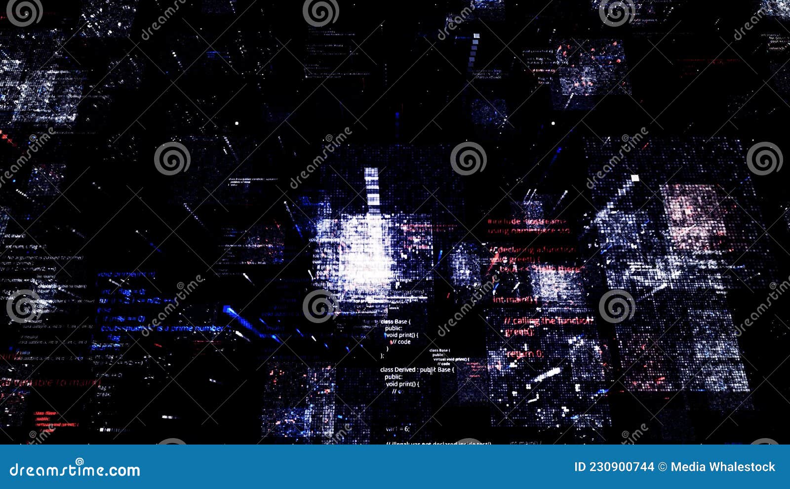 Digital Flying Background with a Network Data Code, Seamless Loop ...