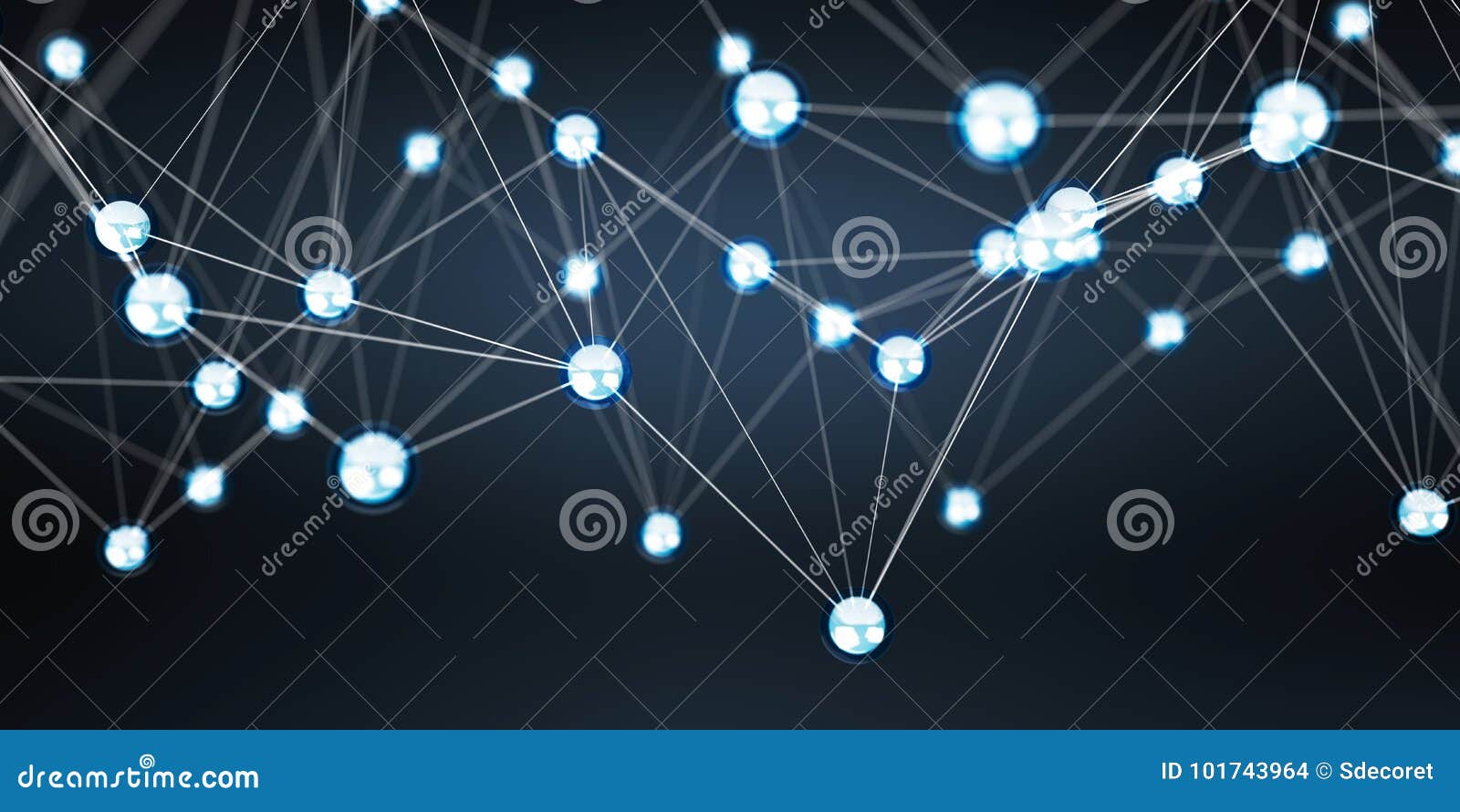 Digital Flying Network Balls Connection 3D Rendering Stock Illustration ...