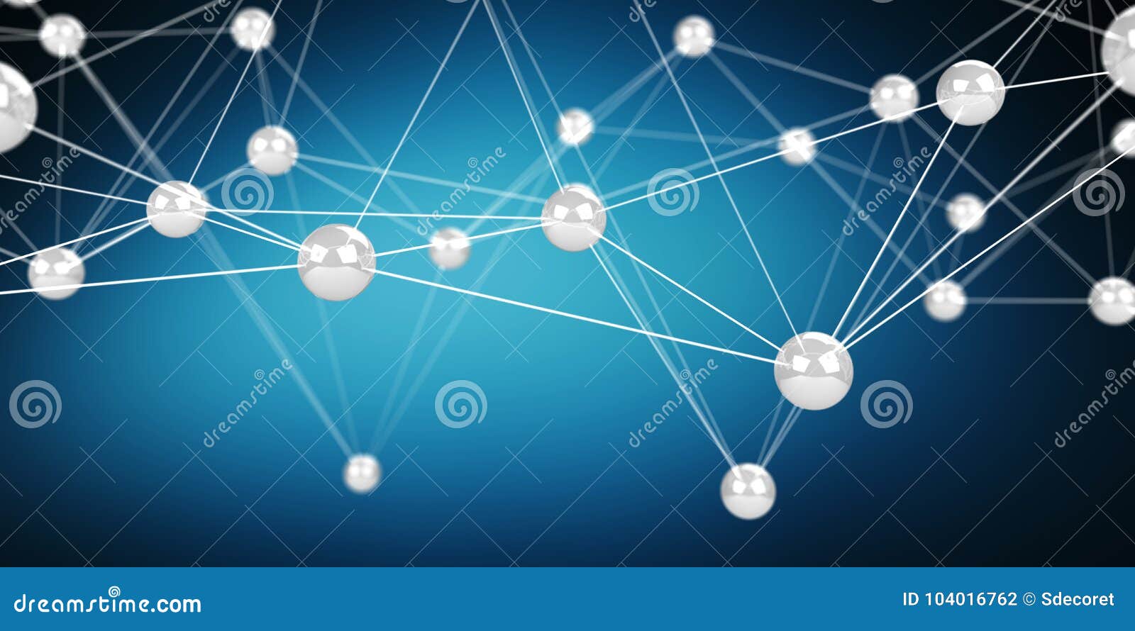 Digital Flying Network Balls Connection 3D Rendering Stock Illustration ...