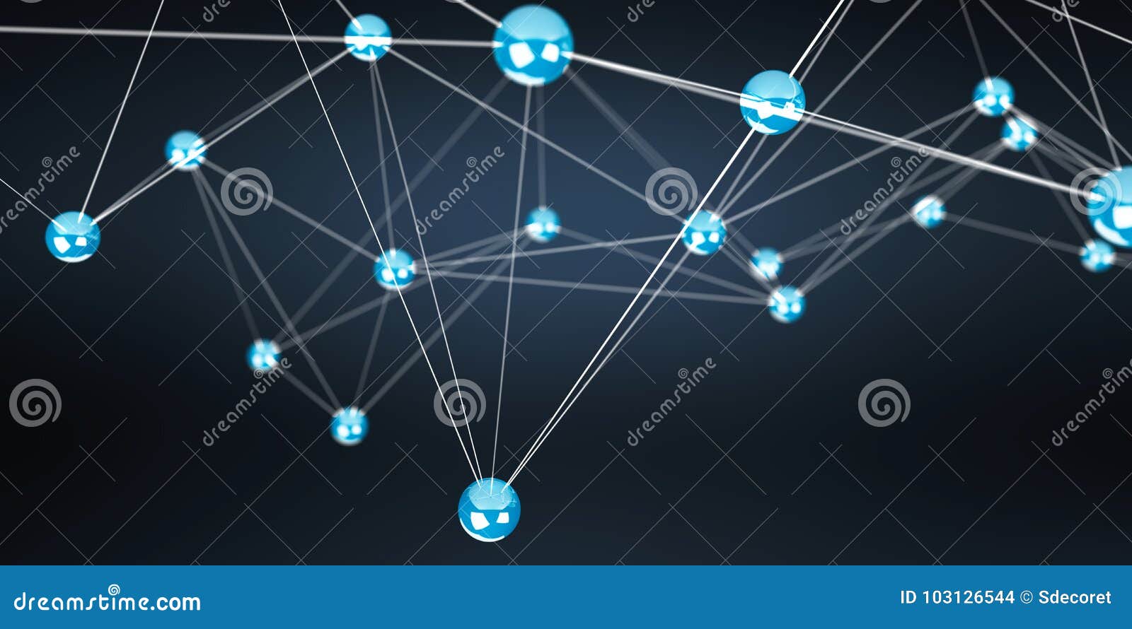 Digital Flying Network Balls Connection 3D Rendering Stock Illustration ...
