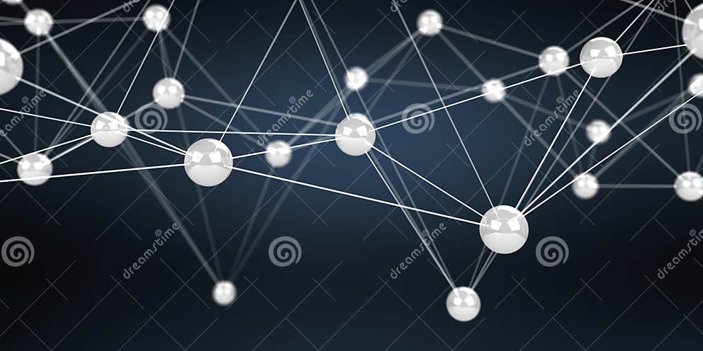 Digital Flying Network Balls Connection 3D Rendering Stock Illustration ...