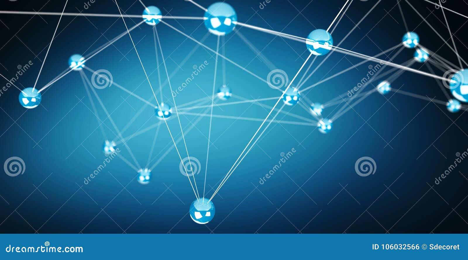 Digital Flying Network Balls Connection 3D Rendering Stock Illustration ...