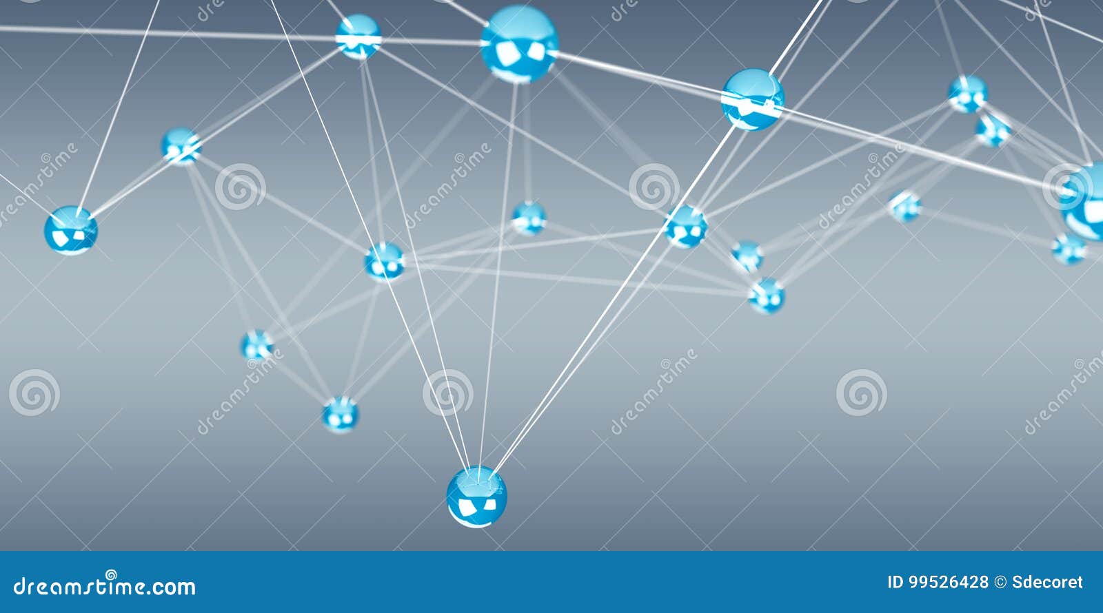 Digital Flying Network Balls Connection 3D Rendering Stock Illustration ...