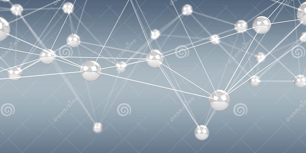 Digital Flying Network Balls Connection 3D Rendering Stock Illustration ...