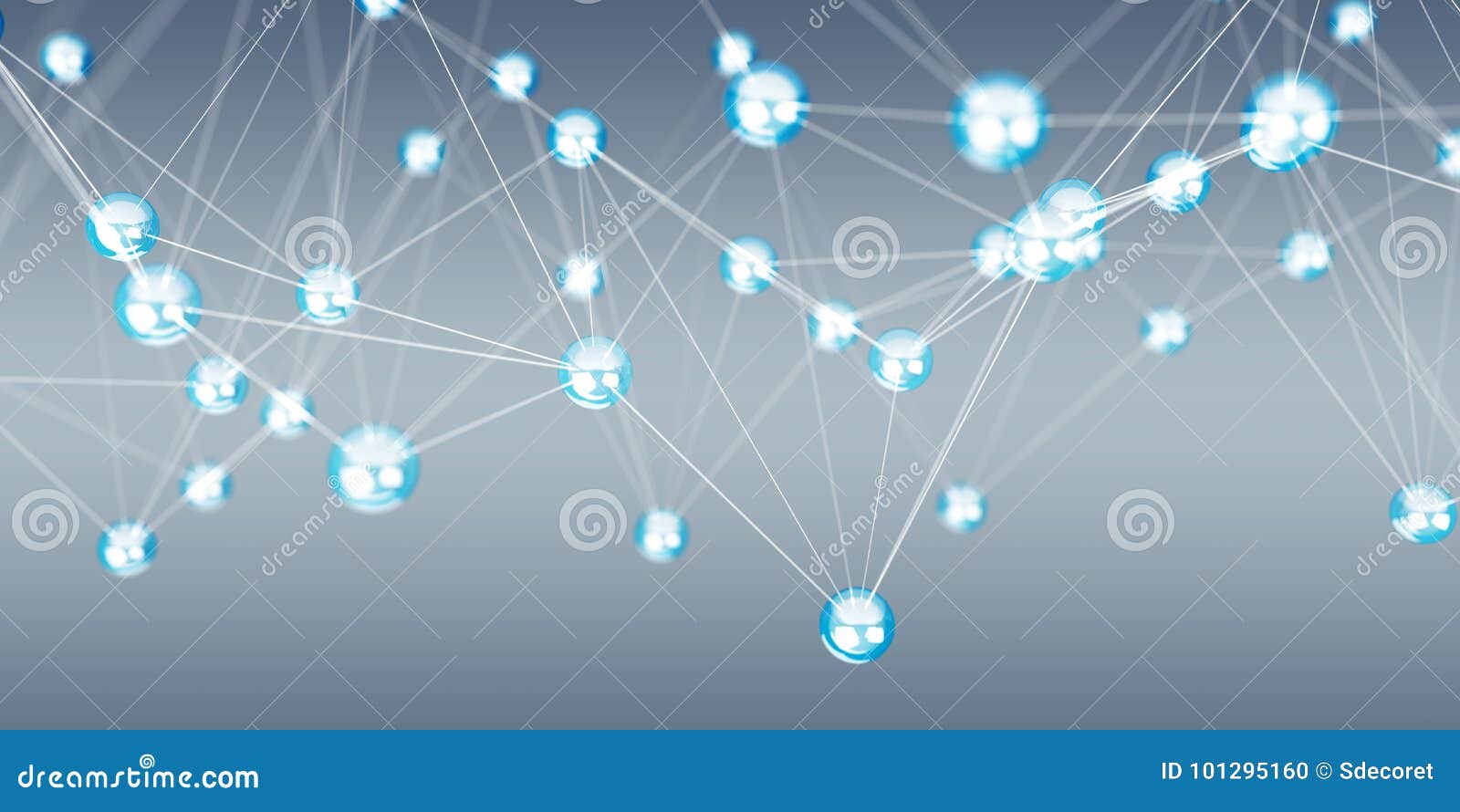 Digital Flying Network Balls Connection 3D Rendering Stock Illustration ...