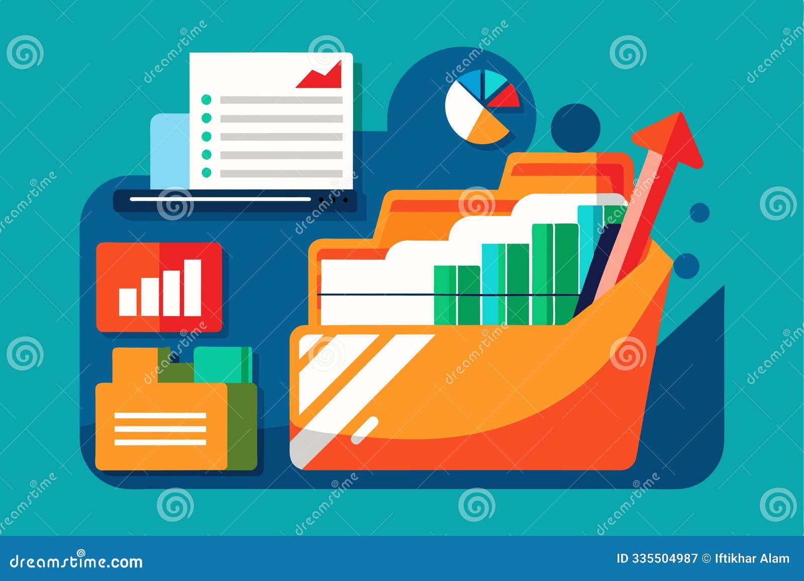 A Digital Folder Displays Organized Data with Graphical Charts ...